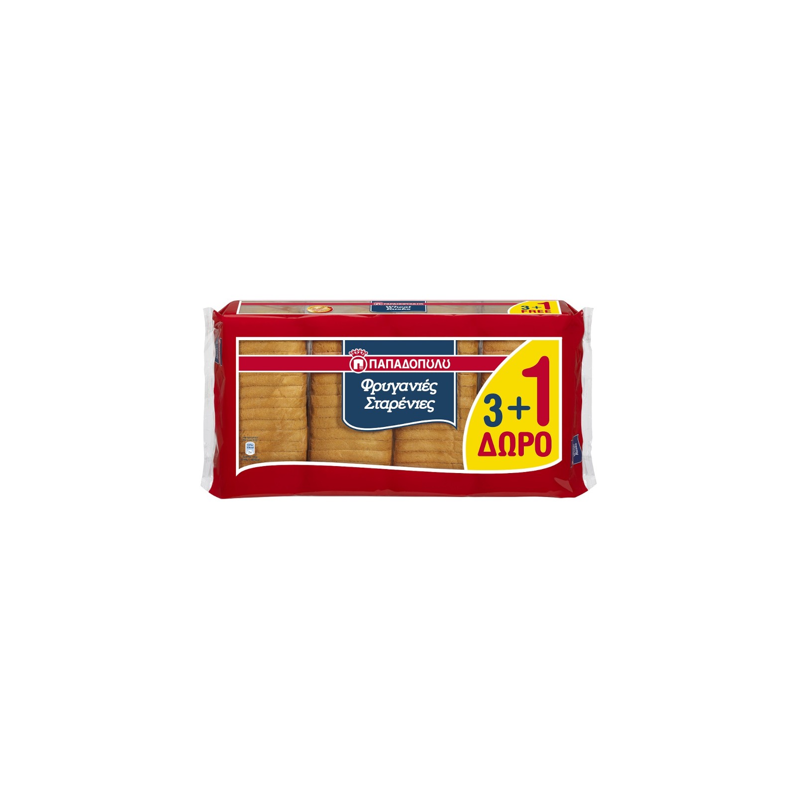 Φρυγανιές Σταρένιες Παπαδοπούλου 4x127,5gr 3+1 Δώρο