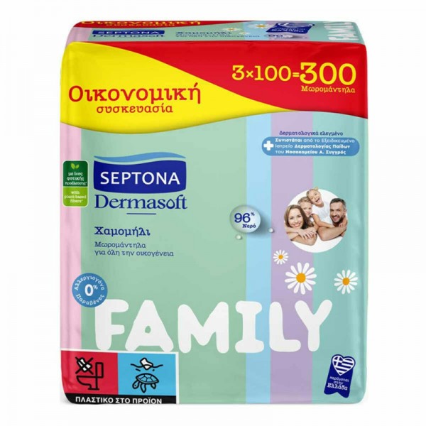 Μωρομάντηλα με Χαμομήλι Family Septona 3x100τμχ