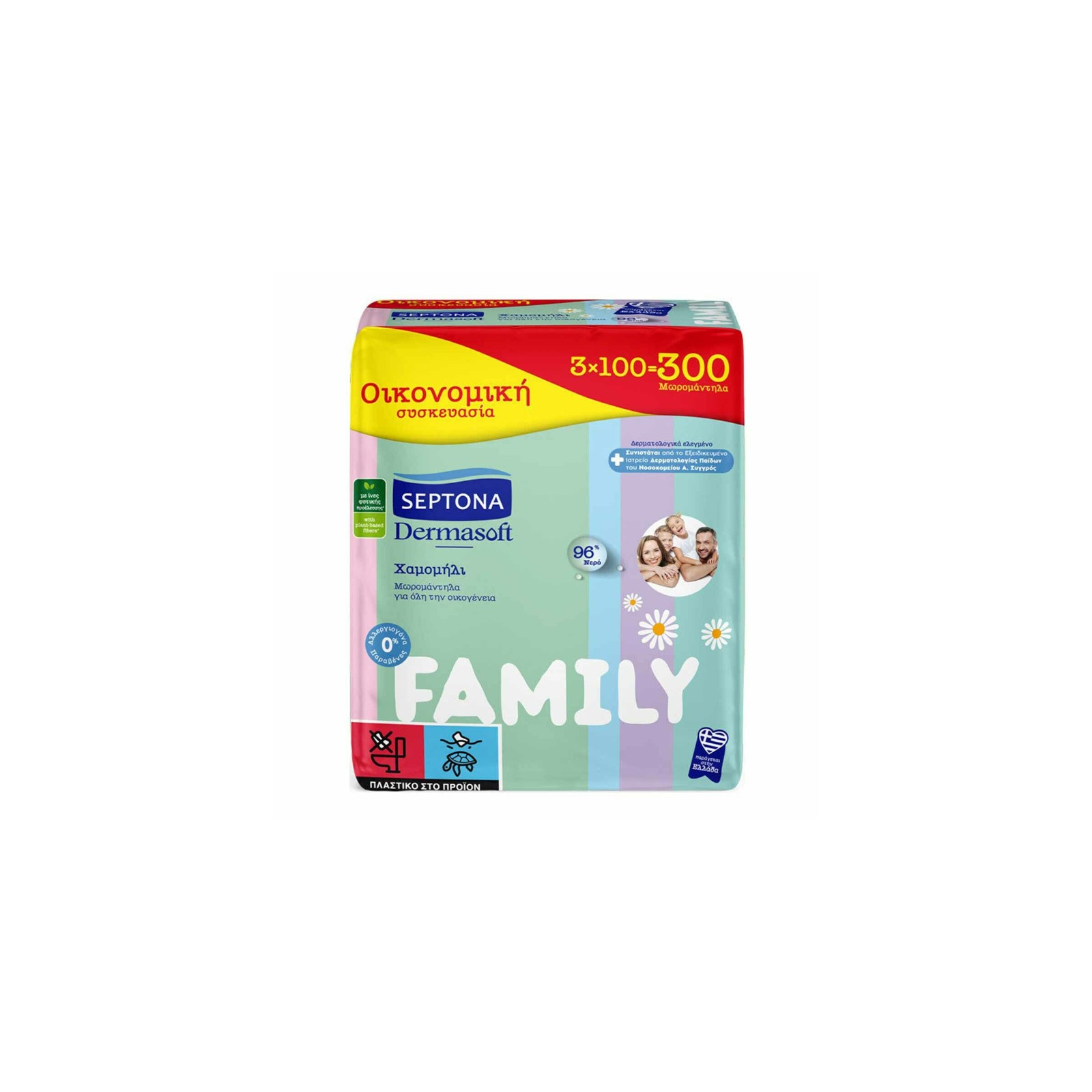 Μωρομάντηλα με Χαμομήλι Family Septona 3x100τμχ