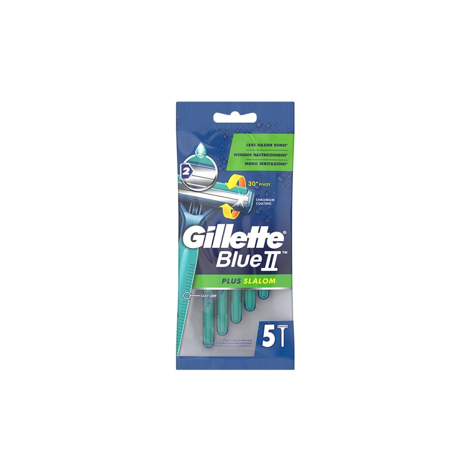 Ξυραφάκια Μίας Χρήσης Blue II Plus Slalom Gillette 5τμχ