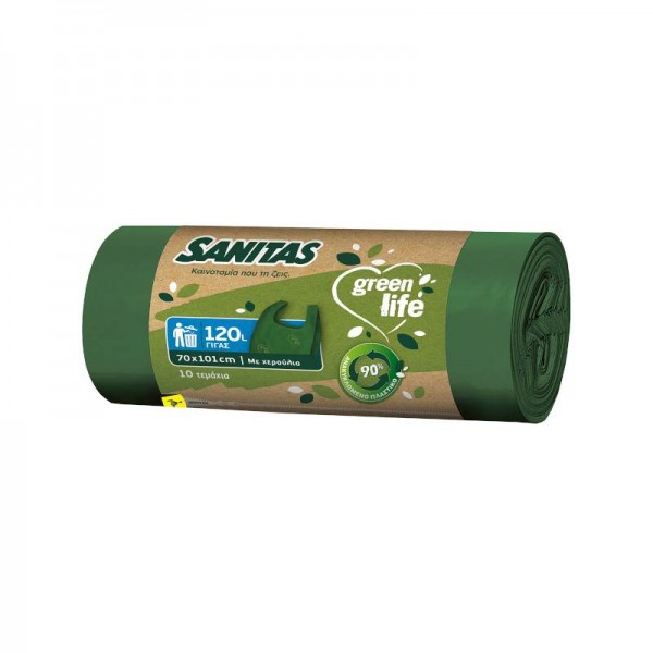 Σακούλες Απορριμάτων Γίγας με Χερούλια Sanitas Green Life 10 τεμ.
