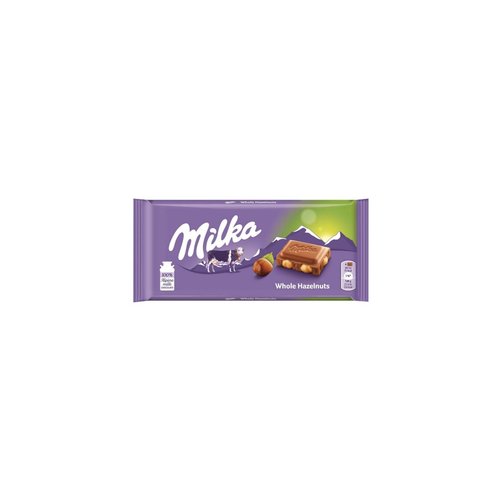 Σοκολάτα γάλακτος με ολόκληρα φουντούκια Milka 100gr