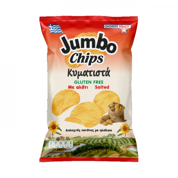 Jumbo chips κυματιστά με αλάτι - OHONOS 130 gr